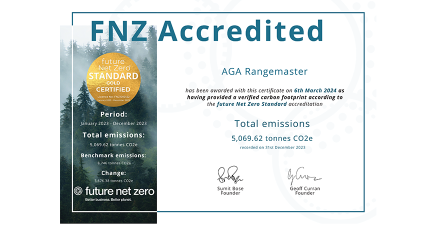 AGA Rangemaster achieves Future Net Zero Gold Accreditation | AGA Living